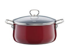 Casserole with glass lid Ø 24cm - Riess Enamel Cookware
