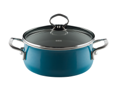 Casserole with glass lid Ø 20cm - Riess Enamel Cookware
